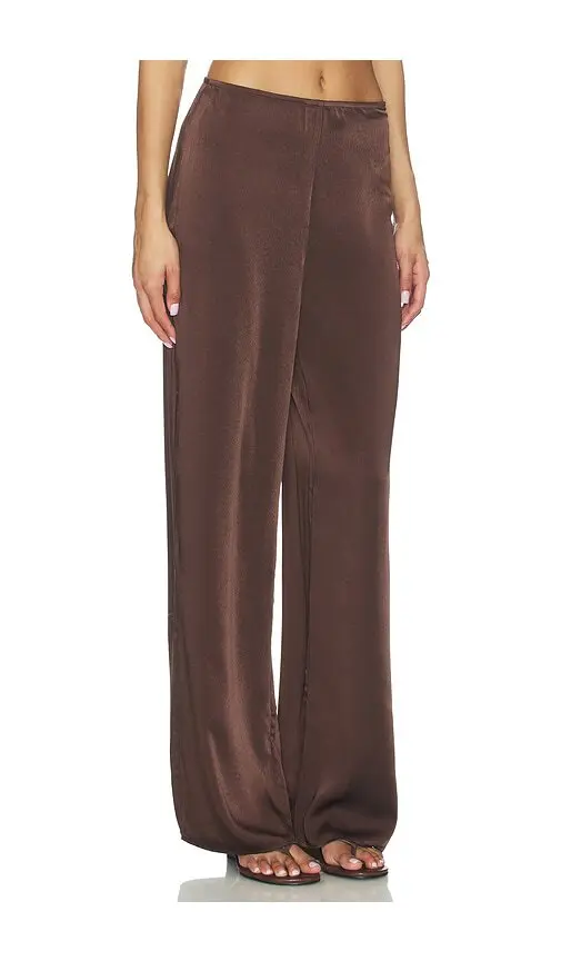 Bardot Devin Mid Rise Satin Pant - Chocolate