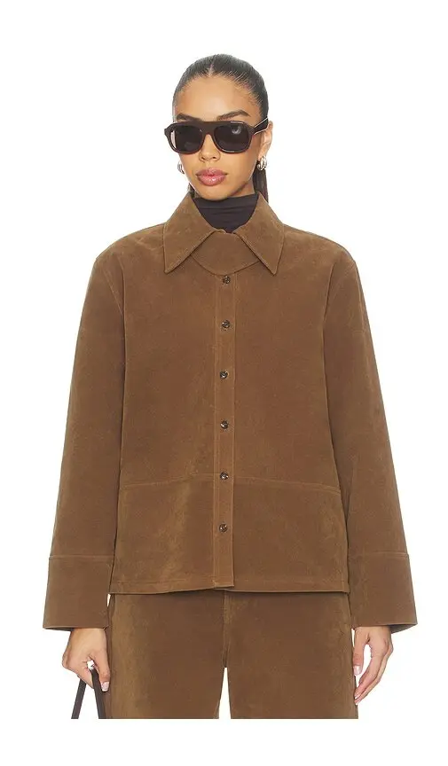 Apparis Ren Sans Suede Overshirt - Saddle Brown