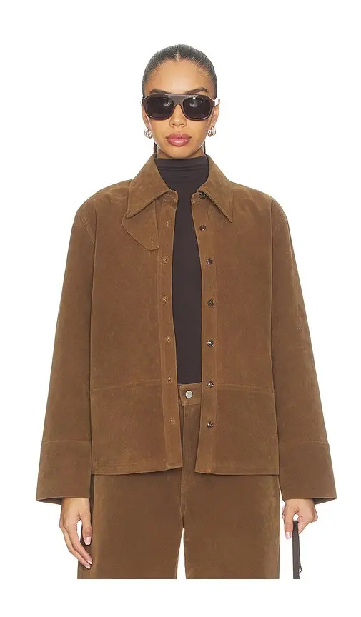 Apparis Ren Sans Suede Overshirt - Saddle Brown
