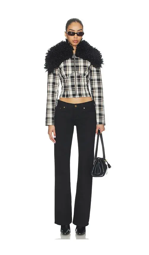 Lado Bokuchava Moriyama Cropped Jacket - Checked Black