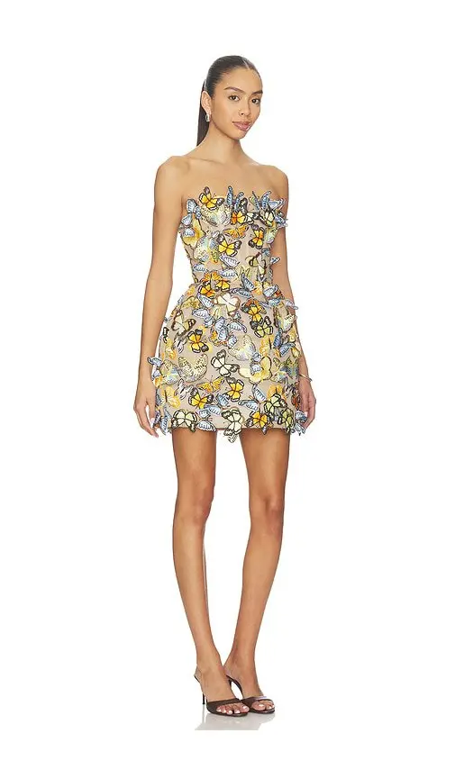 BRONX BANCO Bella Butterfly Strapless Mini Dress