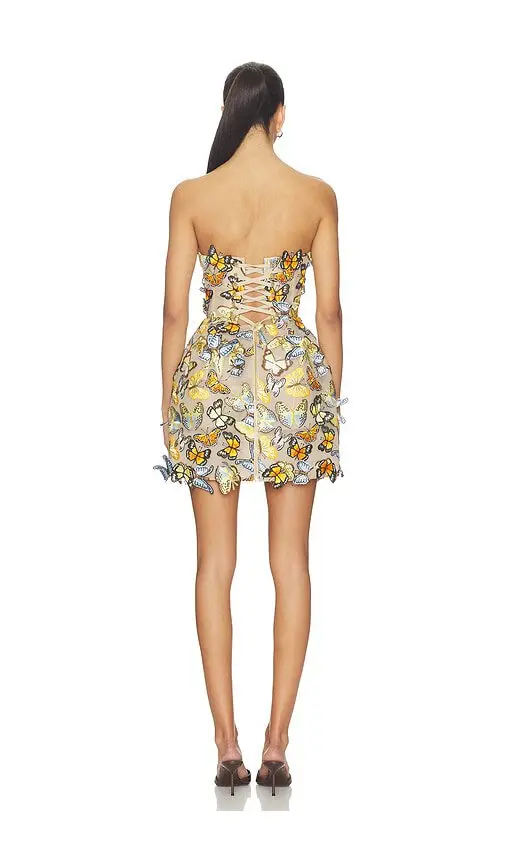 BRONX BANCO Bella Butterfly Strapless Mini Dress