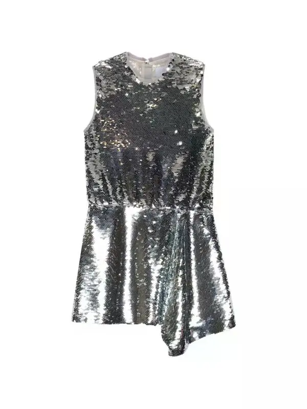 MSGM Sequin Sleeveless Dress - Silver