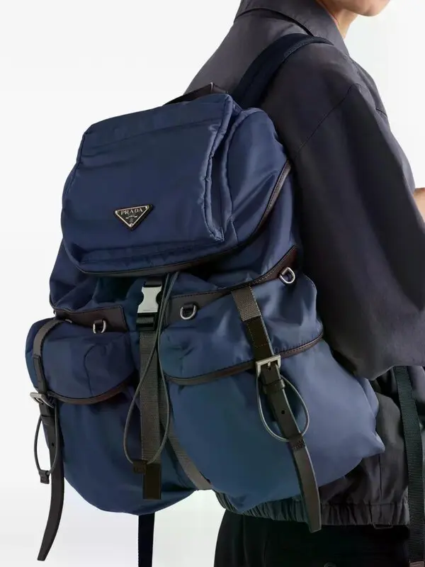 Prada Re-nylon Buckled Backpack - Blue