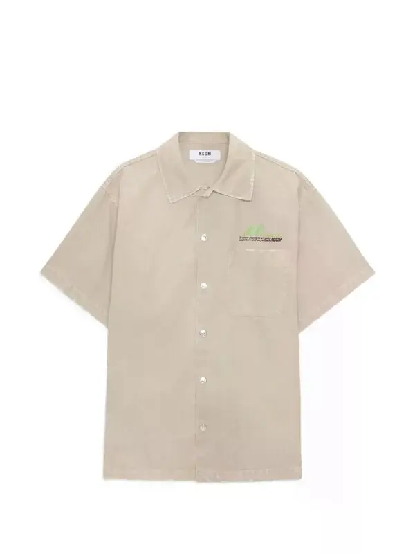 MSGM Embroidered Pocket Shirt - Neutrals