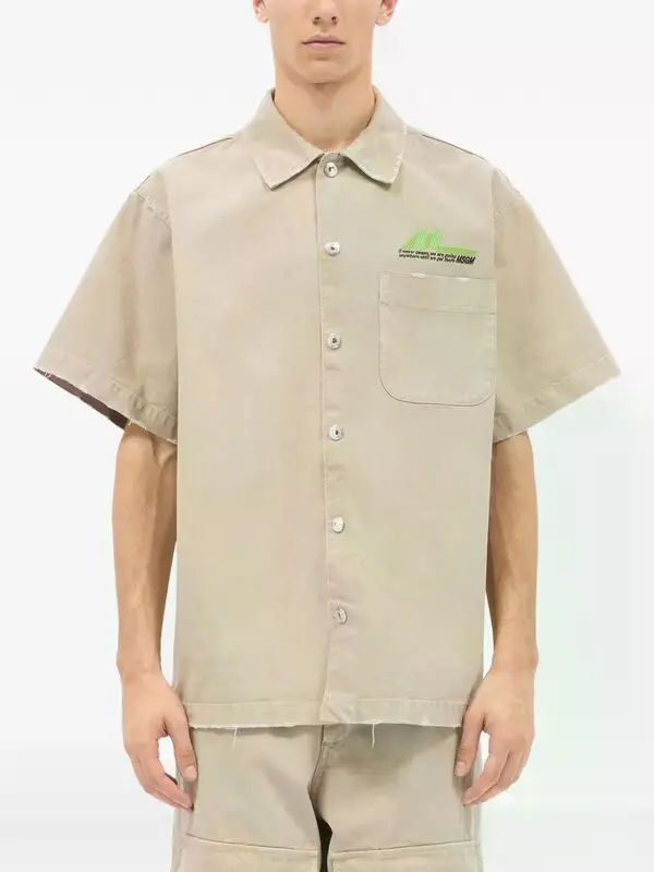 MSGM Embroidered Pocket Shirt - Neutrals