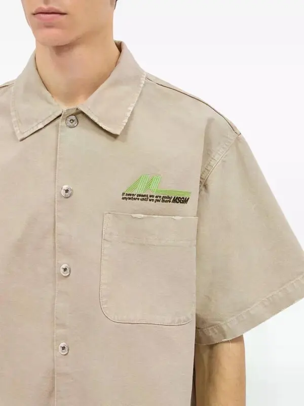 MSGM Embroidered Pocket Shirt - Neutrals