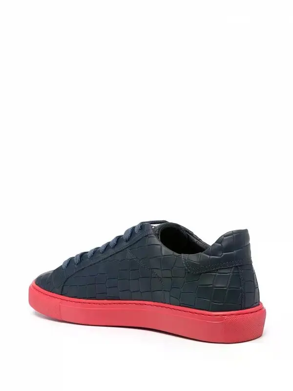 HIDE&JACK Crocodile-embossed Low-top Leather Sneakers