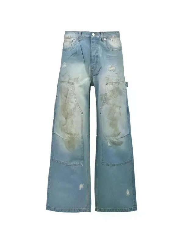 BREATH Distressed Wide-leg Jeans