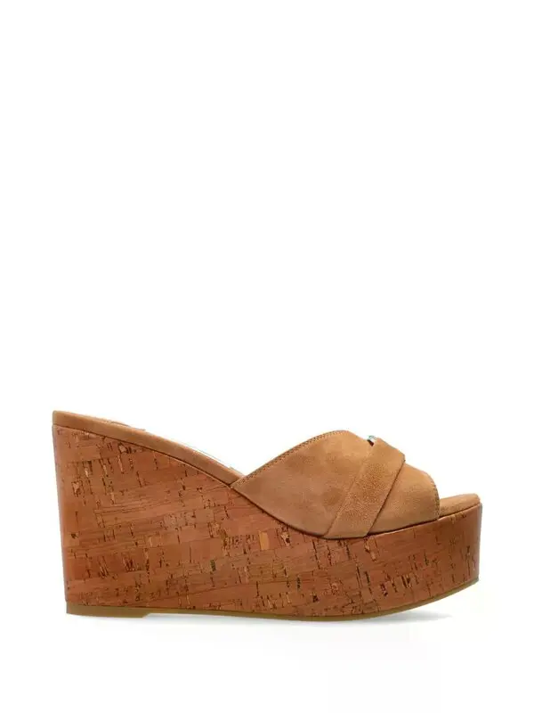 JIMMY CHOO Leda Criss-cross Wedge Mules - Neutrals