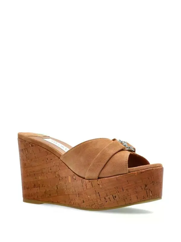 JIMMY CHOO Leda Criss-cross Wedge Mules - Neutrals