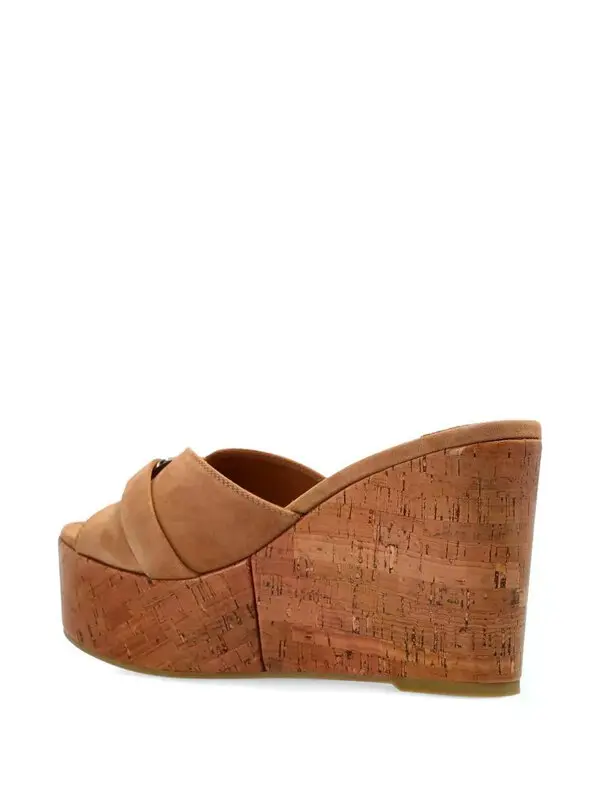 JIMMY CHOO Leda Criss-cross Wedge Mules - Neutrals