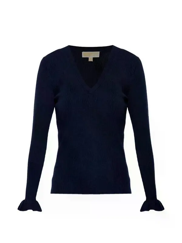 Michael Kors Ruffled V-neck Sweater