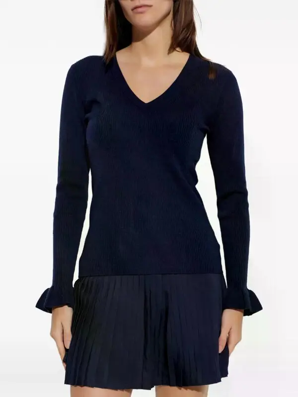 Michael Kors Ruffled V-neck Sweater