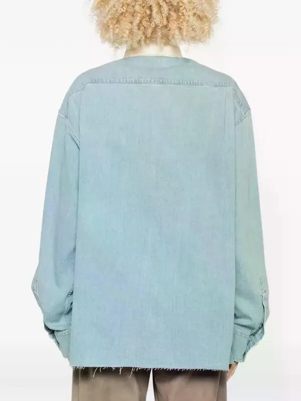 Miu Miu Contrast Collar Embroidered Logo Shirt