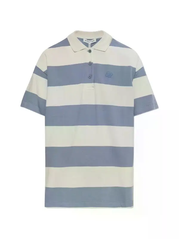 Munthe Striped Polo Top With Embroidery - Blue