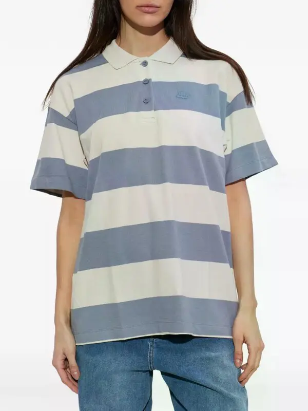 Munthe Striped Polo Top With Embroidery - Blue