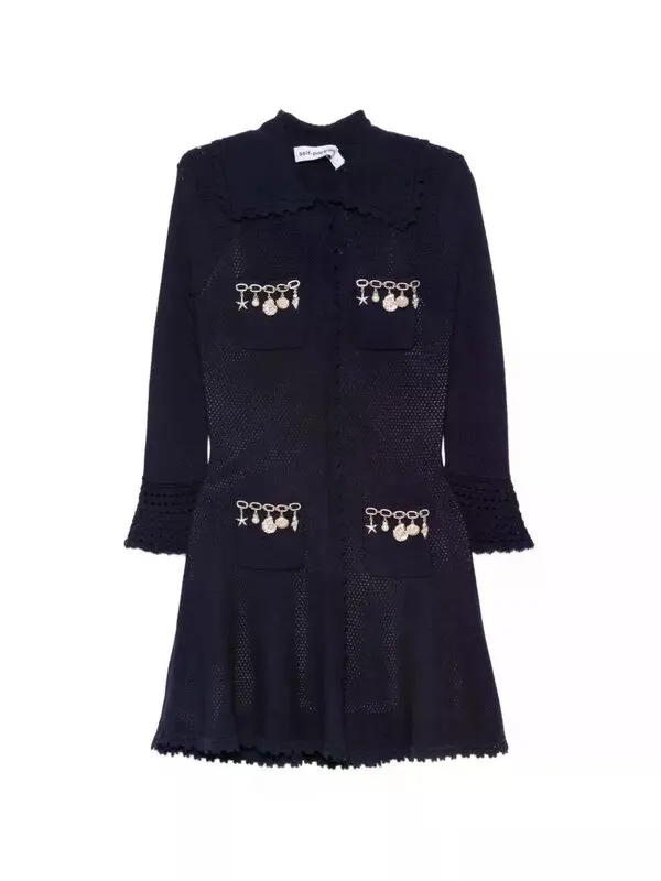 SELF-PORTRAIT Charm-embellishment Mini Dress - Blue