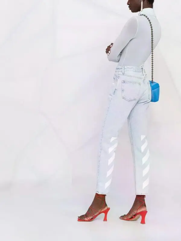 Off-White Diag-stripe Cropped Jeans
