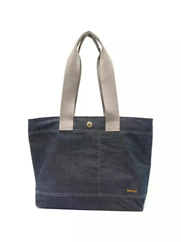 Barbour Denim Tote Bag With Top Handles And Internal Pocket - Blue