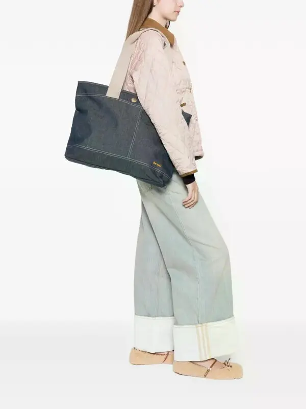 Barbour Denim Tote Bag With Top Handles And Internal Pocket - Blue