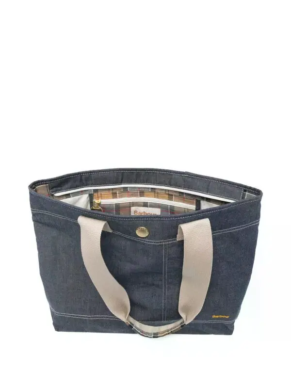 Barbour Denim Tote Bag With Top Handles And Internal Pocket - Blue