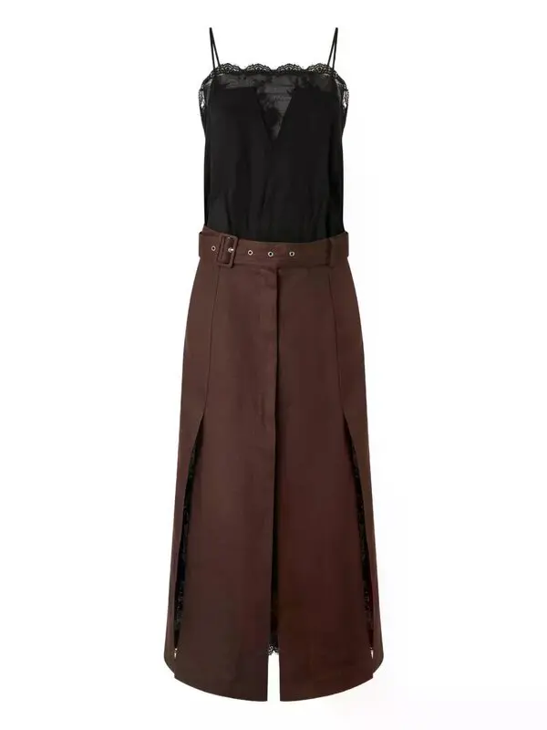 Pinko Lace Belted Dress - Brown