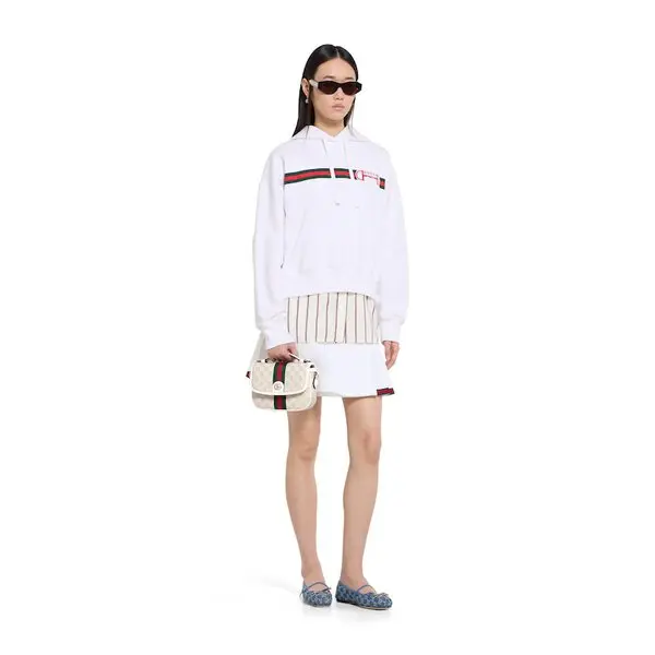 Gucci Ophidia Small Top Handle Bag Gg Canvas - White