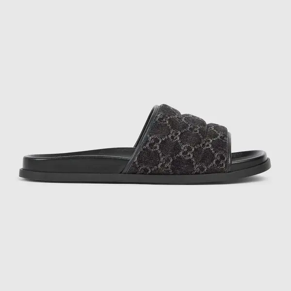 Gucci Gg Canvas Slide Sandal - Black