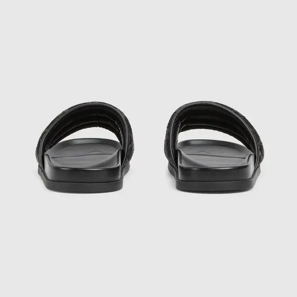 Gucci Gg Canvas Slide Sandal - Black