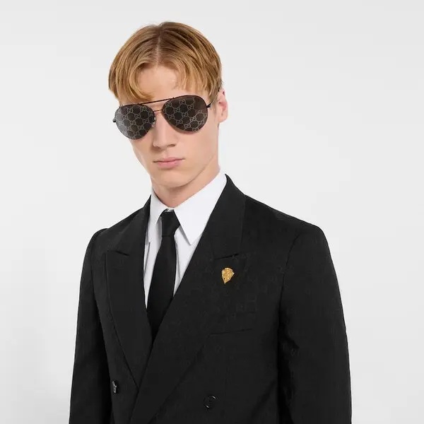 Gucci Double-breasted Gg Wool Jacket - Black