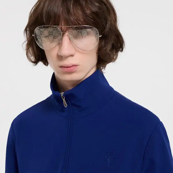 Gucci Stretch Nylon Gabardine Zip Jacket - Blue