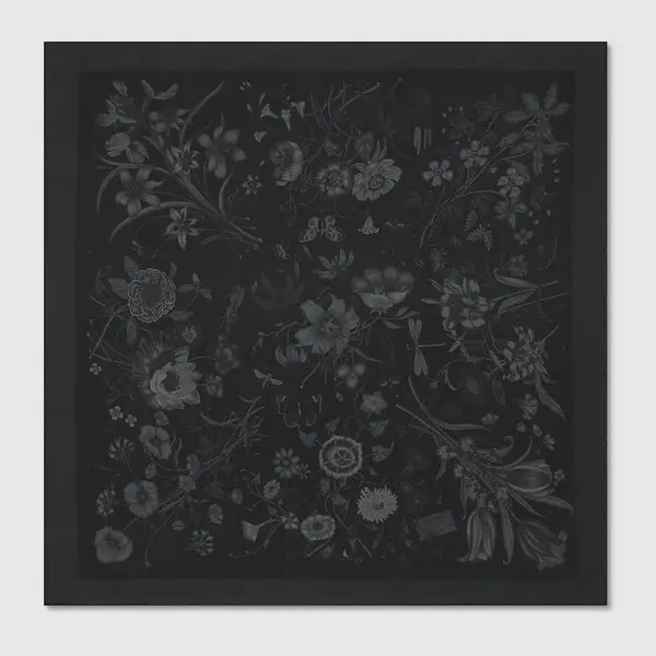 Gucci Printed Cotton Silk Pocket Square Fabric - Black