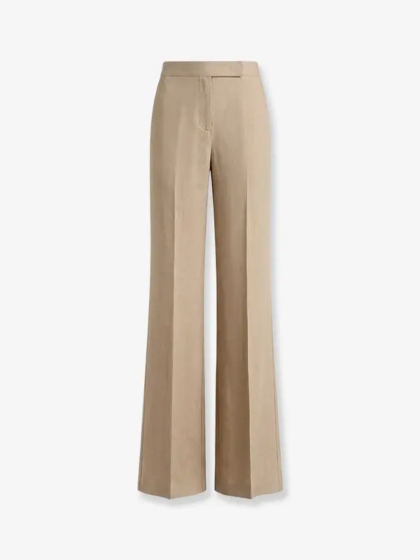 Max Mara Flared Linen Trousers - Beige