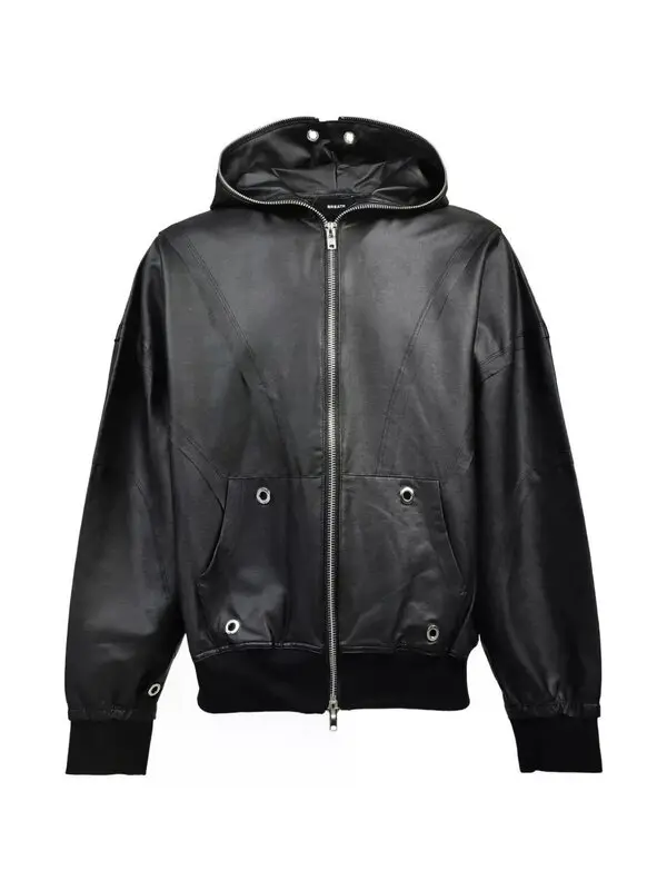 BREATH Coated Zip-up Hoodie - Black