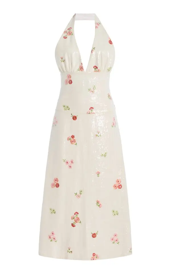 ALFIE Lilly Sequined Midi Dress - White