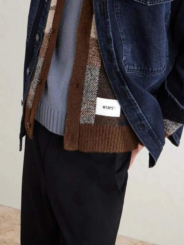WTAPS Logo-appliquéd Jacquard-knit Cardigan