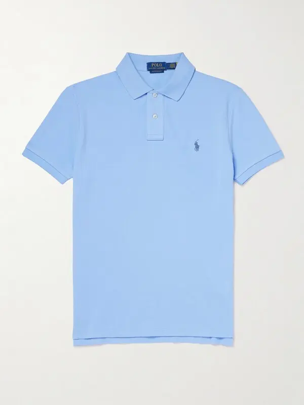 Polo Ralph Lauren Logo-embroidered Cotton-jersey Polo Shirt - Blue