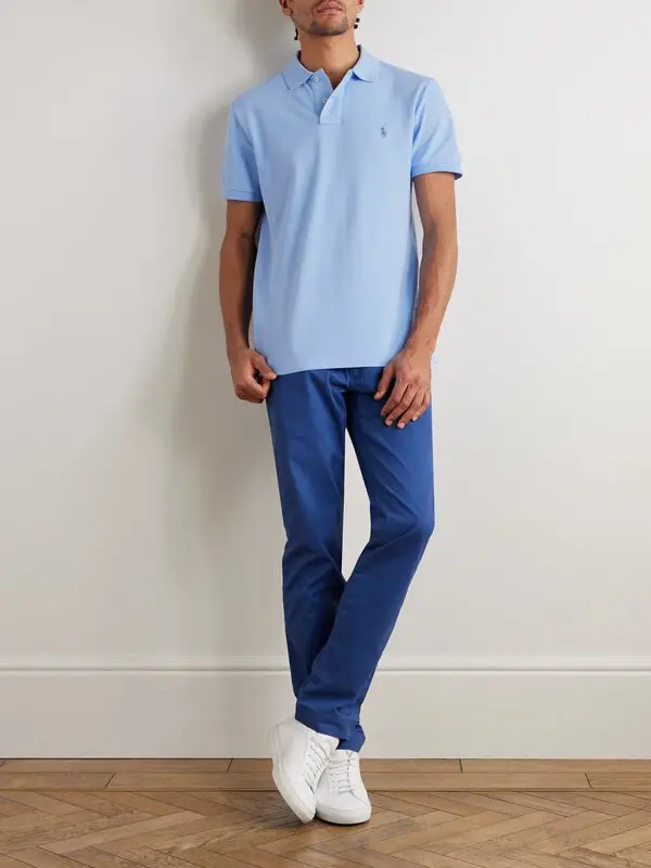 Polo Ralph Lauren Logo-embroidered Cotton-jersey Polo Shirt - Blue