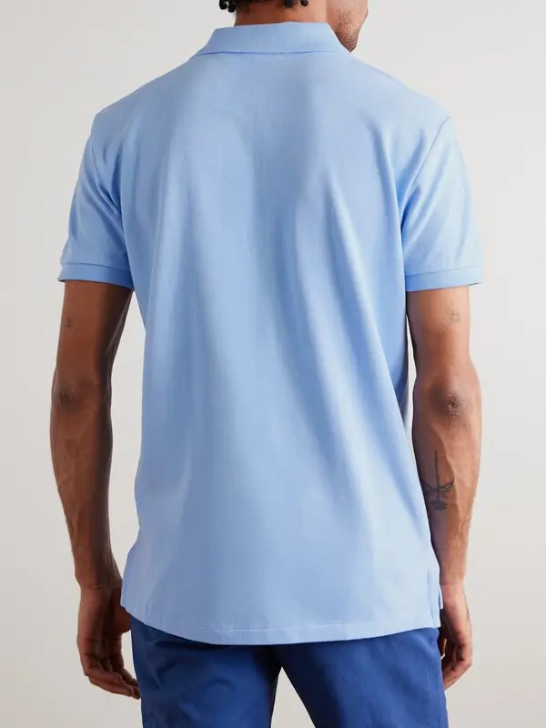Polo Ralph Lauren Logo-embroidered Cotton-jersey Polo Shirt - Blue