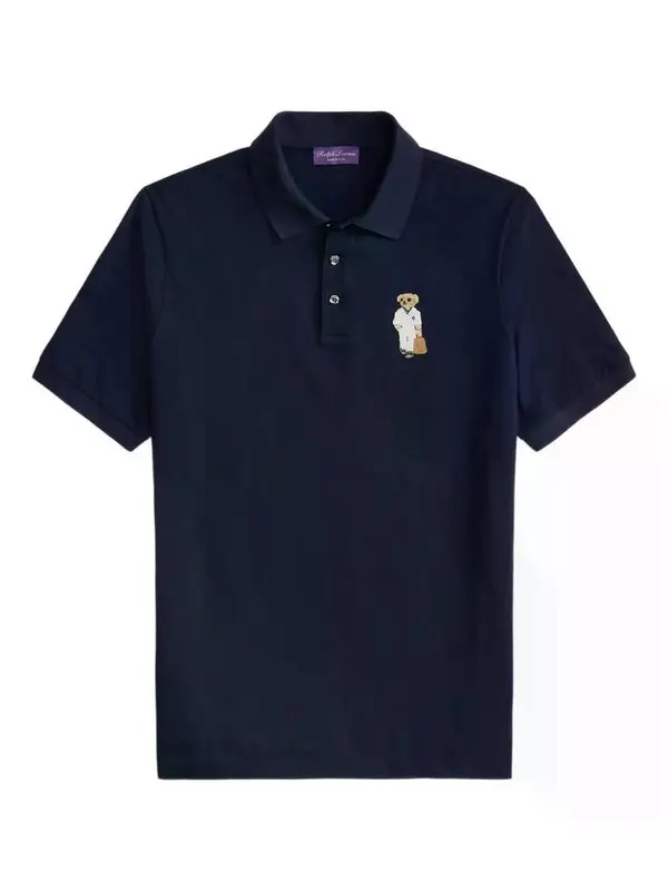 Ralph Lauren Purple Label Embroidered Polo Shirt - Blue