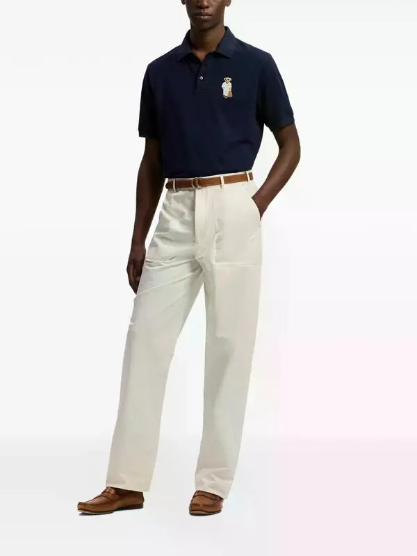 Ralph Lauren Purple Label Embroidered Polo Shirt - Blue