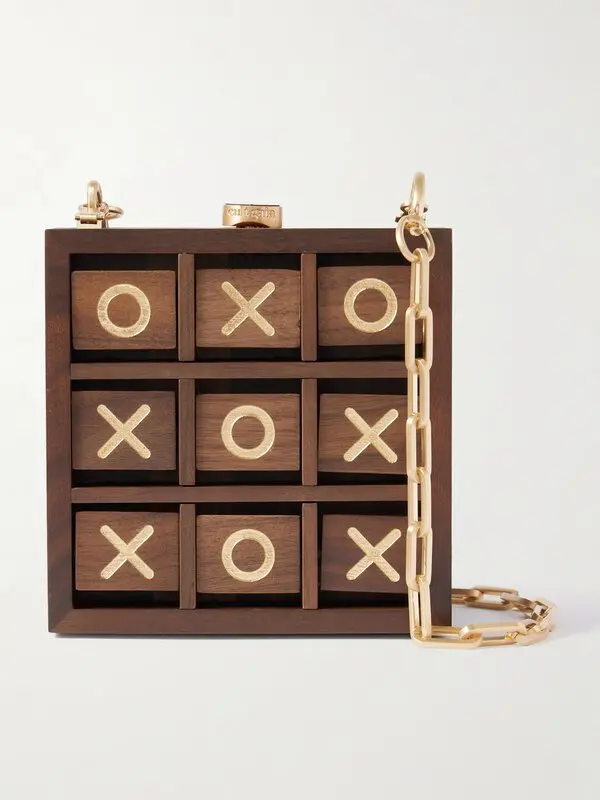 Cult Gaia Tic Tac Toe Walnut Clutch - Brown