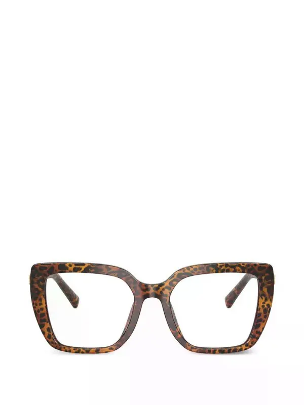 Dolce & Gabbana Animal-print Square Frame Glasses - Brown
