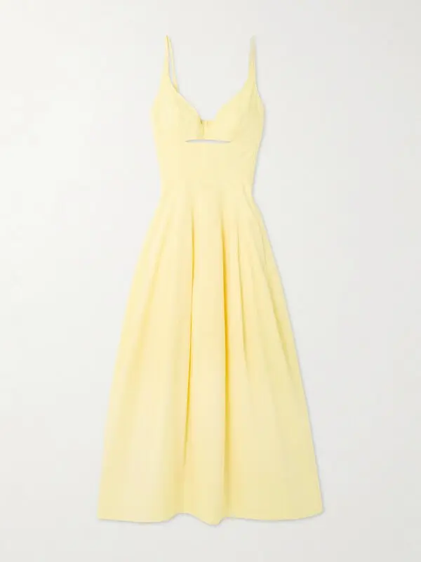 Simkhai Maddy Cutout Cotton-blend Midi Dress - Yellow