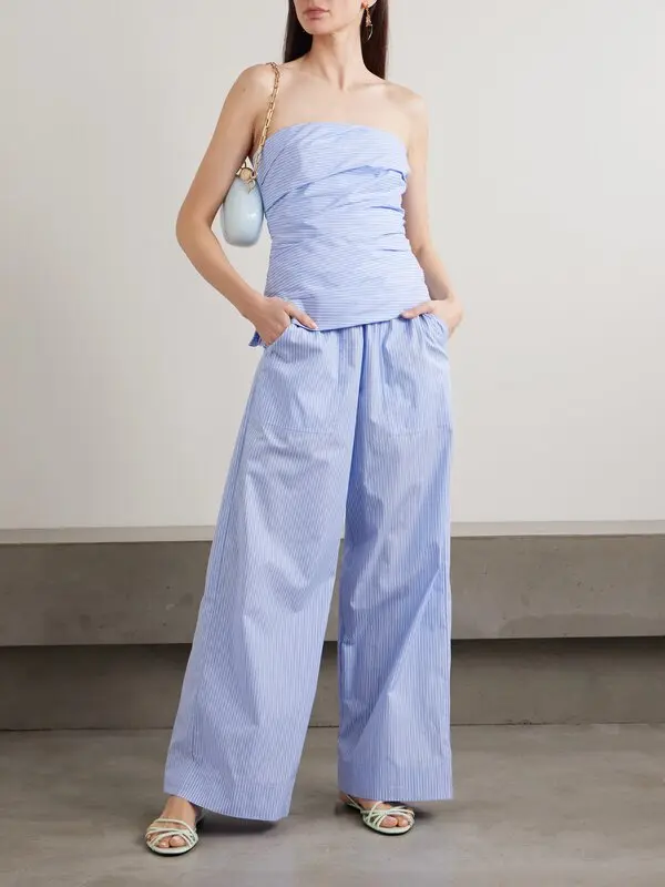 Simkhai Arden Pinstriped Wide-leg Pants - Blue