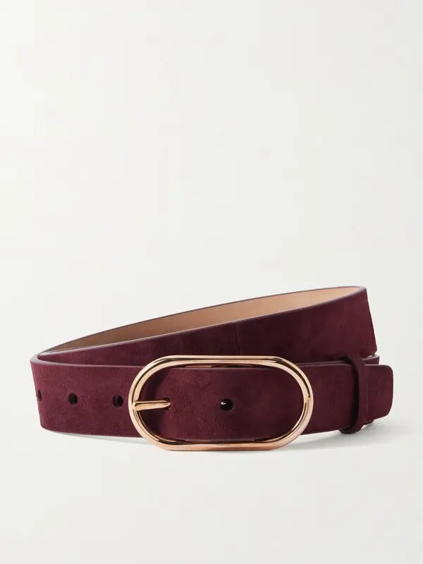 Gabriela Hearst Link Suede Belt - Burgundy