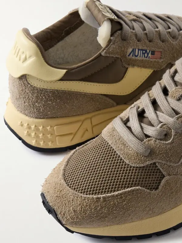AUTRY Reelwind Low Leather-trimmed Sneakers - Brown