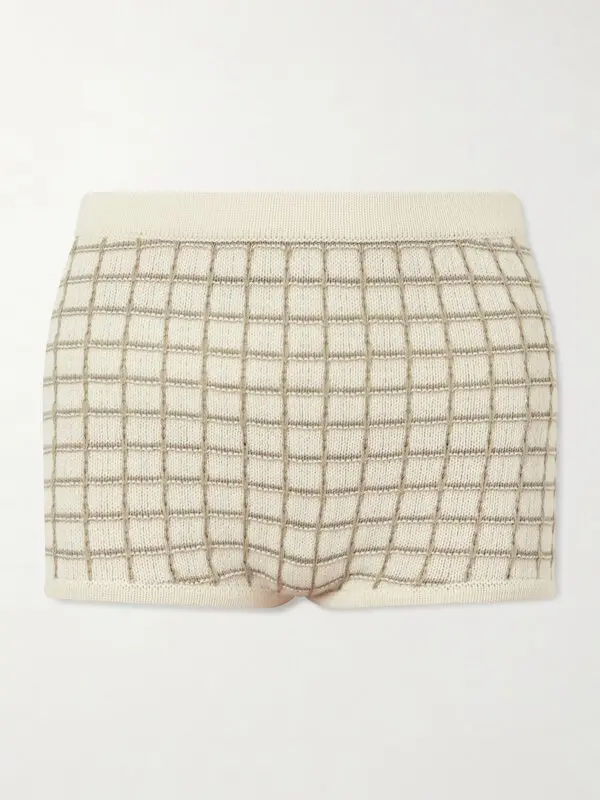 THE ELDER STATESMAN Ida Checked Cashmere Shorts