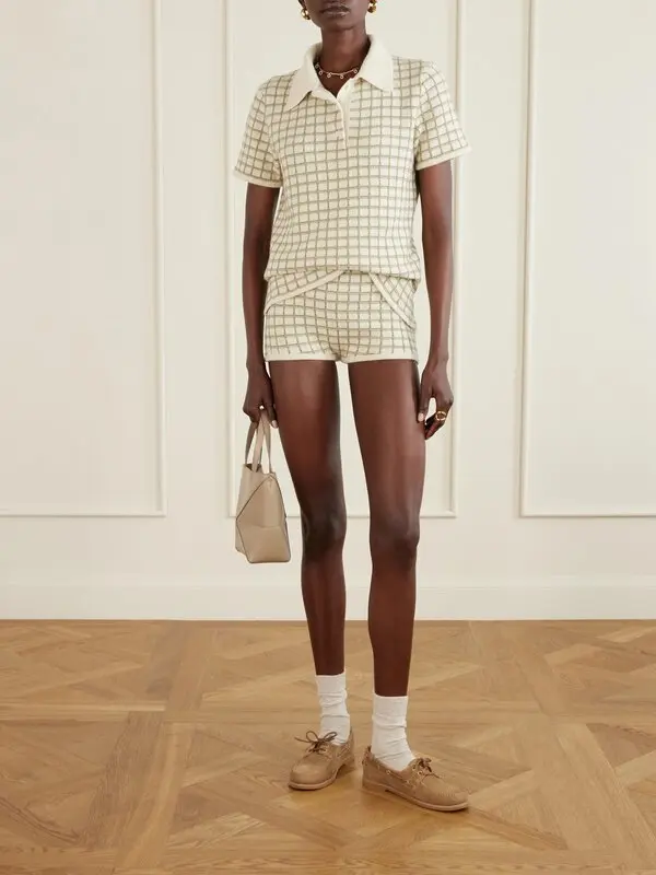 THE ELDER STATESMAN Ida Checked Cashmere Shorts